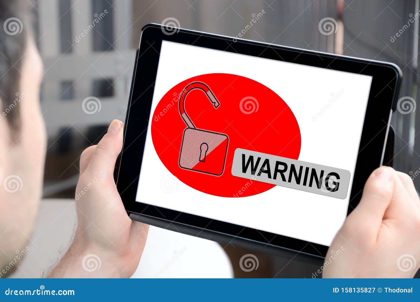 Warning Concept on a Tablet Stock Image - Image of risk, internet ...