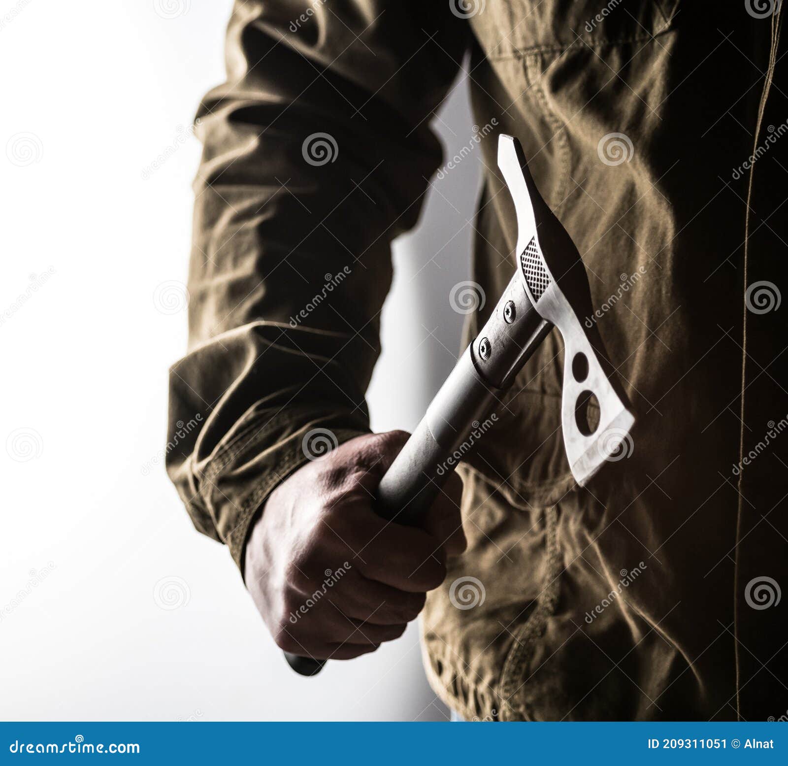 Man Holding a Tactical Tomahawk Stock Image - Image of sharp, carry ...