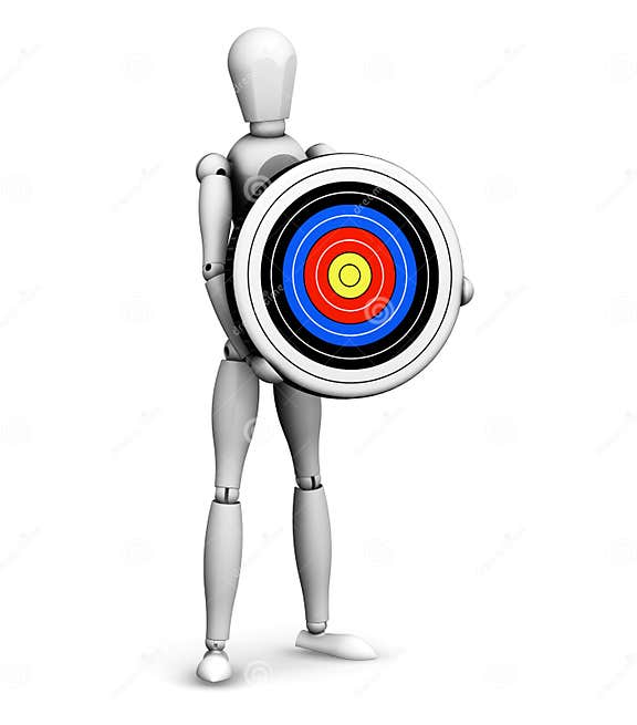 Man holding target stock illustration. Illustration of bullseye - 1256095