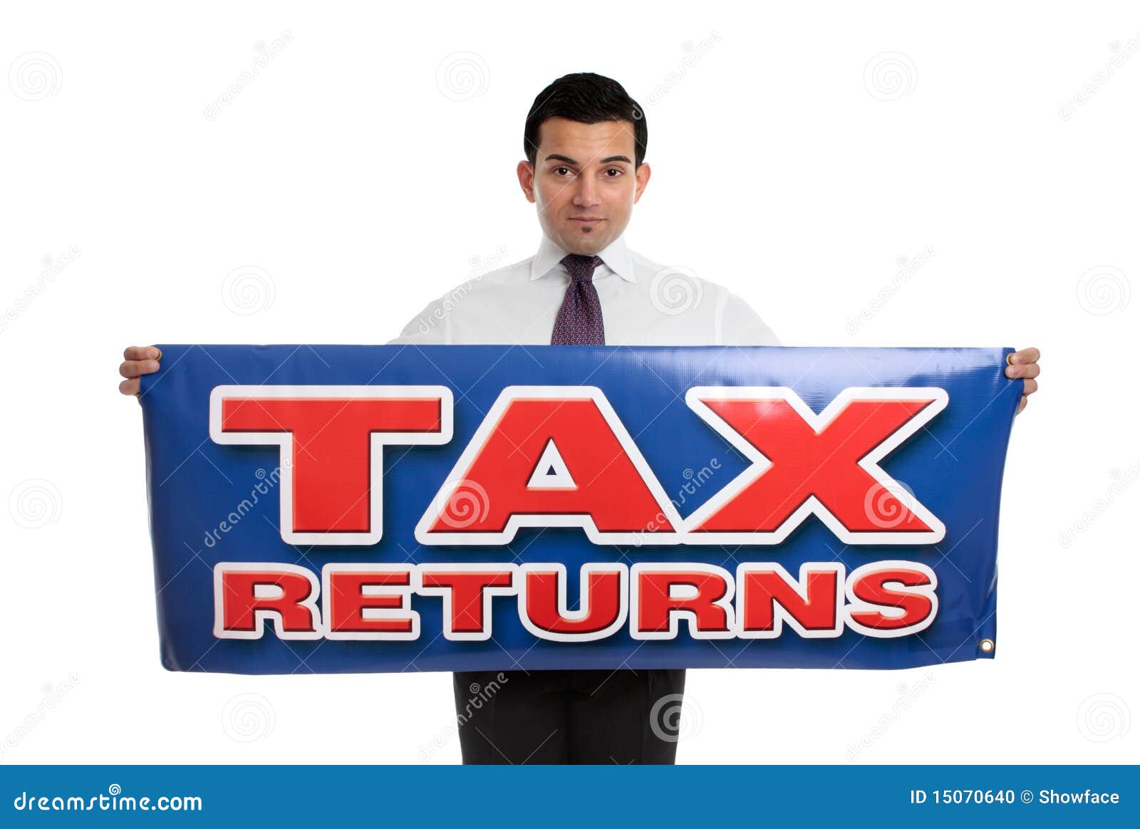 Man Holding Tax Returns Sign Stock Photo - Image of background, analyst ...