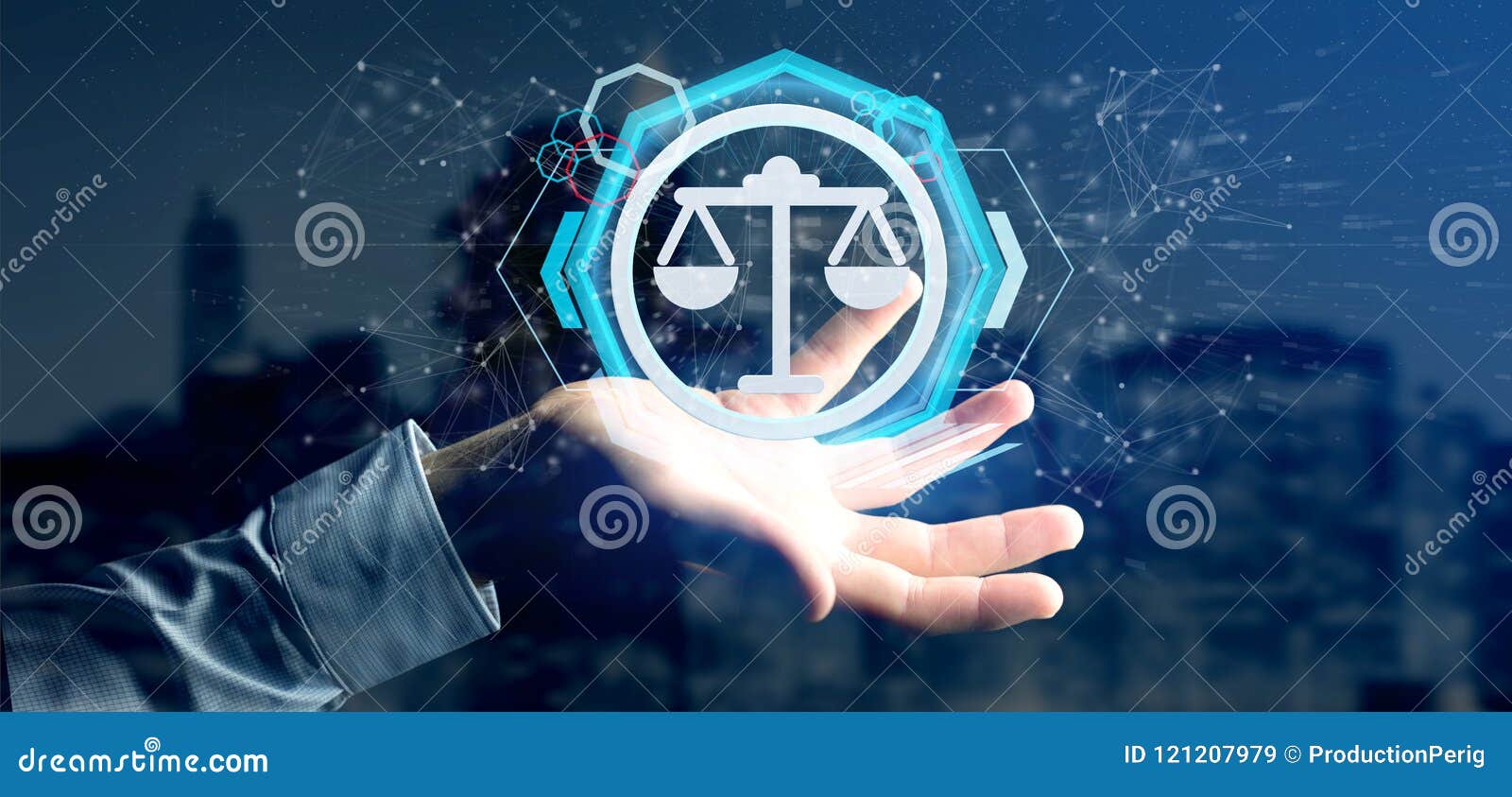 Man Holding a Technology Justice Icon on a Circle 3d Rendering Stock ...