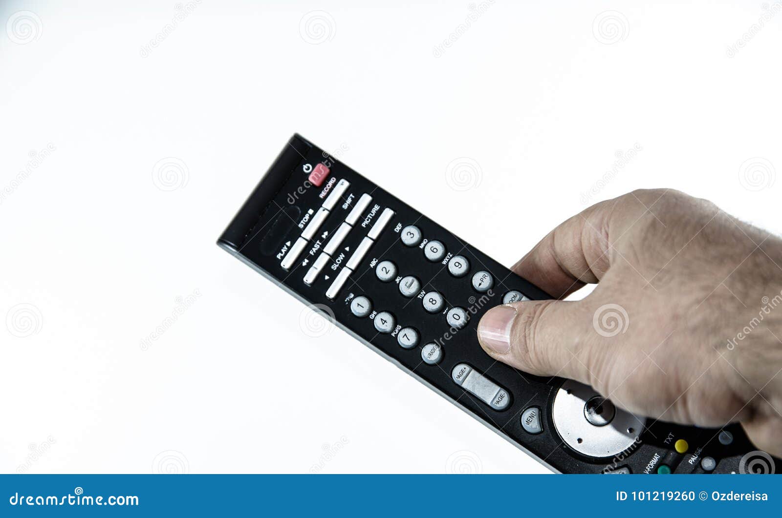 Man Holding Television Remote Control Stock Photo - Image of audio ...
