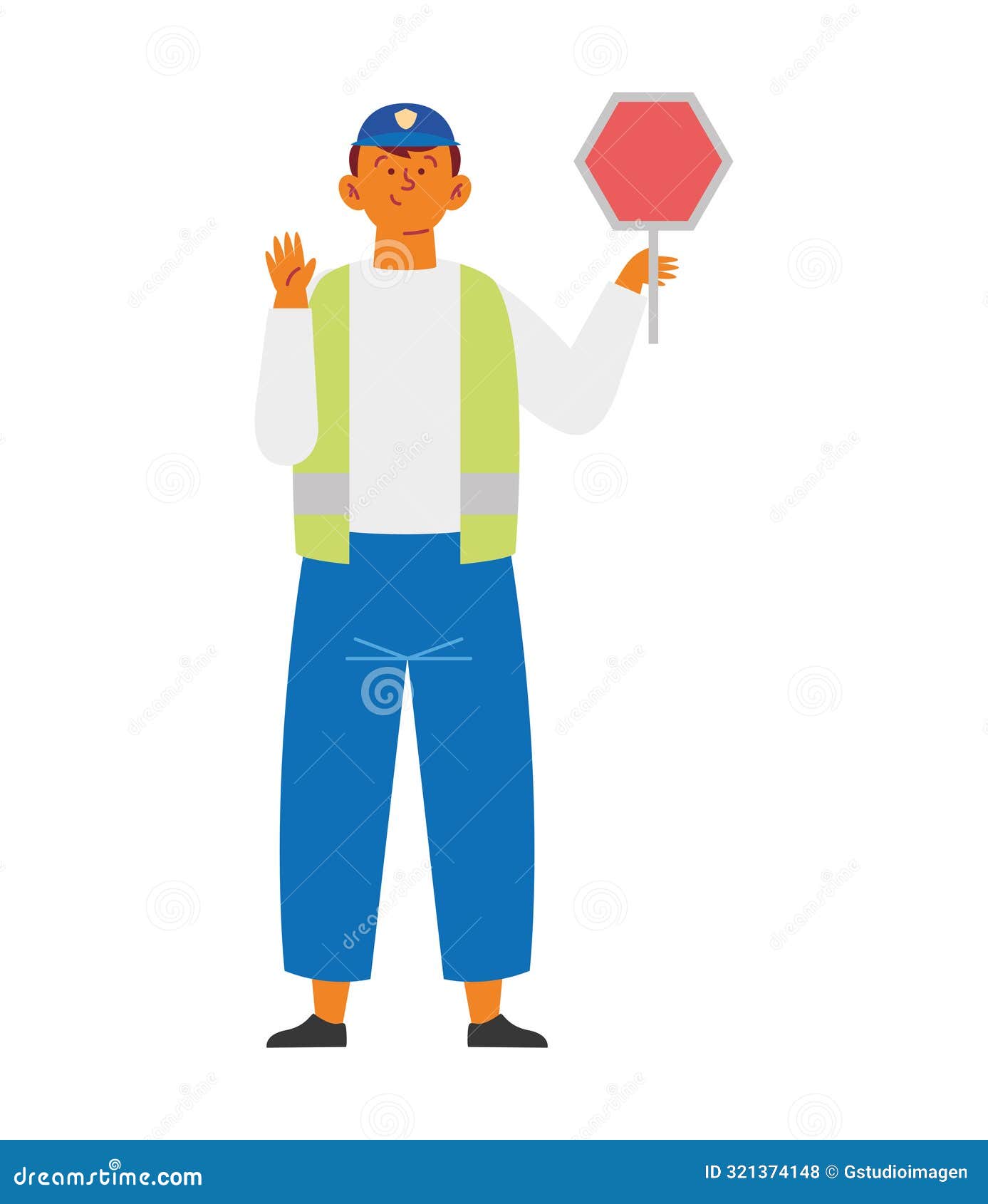 Man Holding Traffic Sign of Stop Stock Vector - Illustration of ...