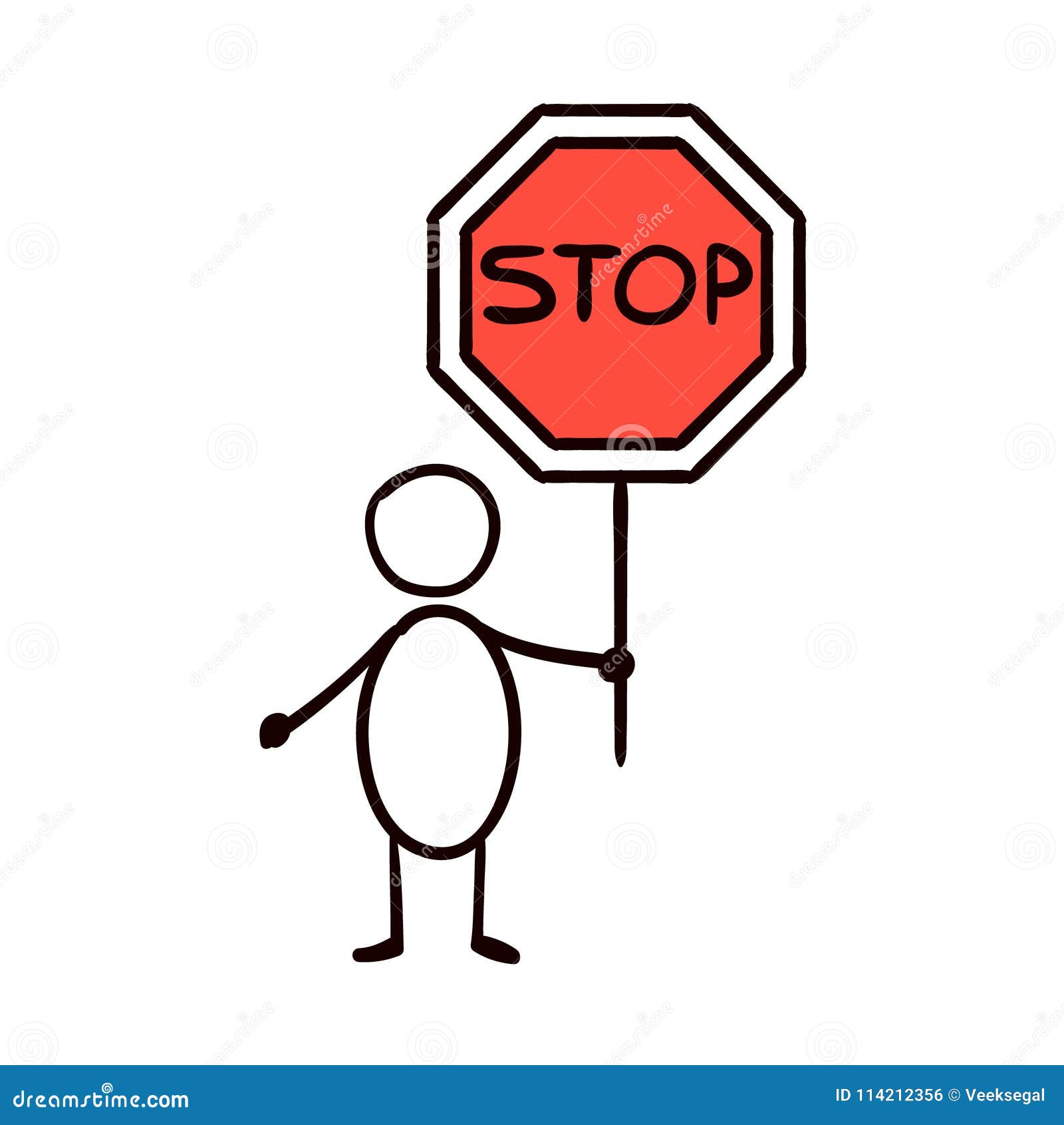 Man Holding a Traffic Sign Stop, Vector Stock Vector - Illustration of ...