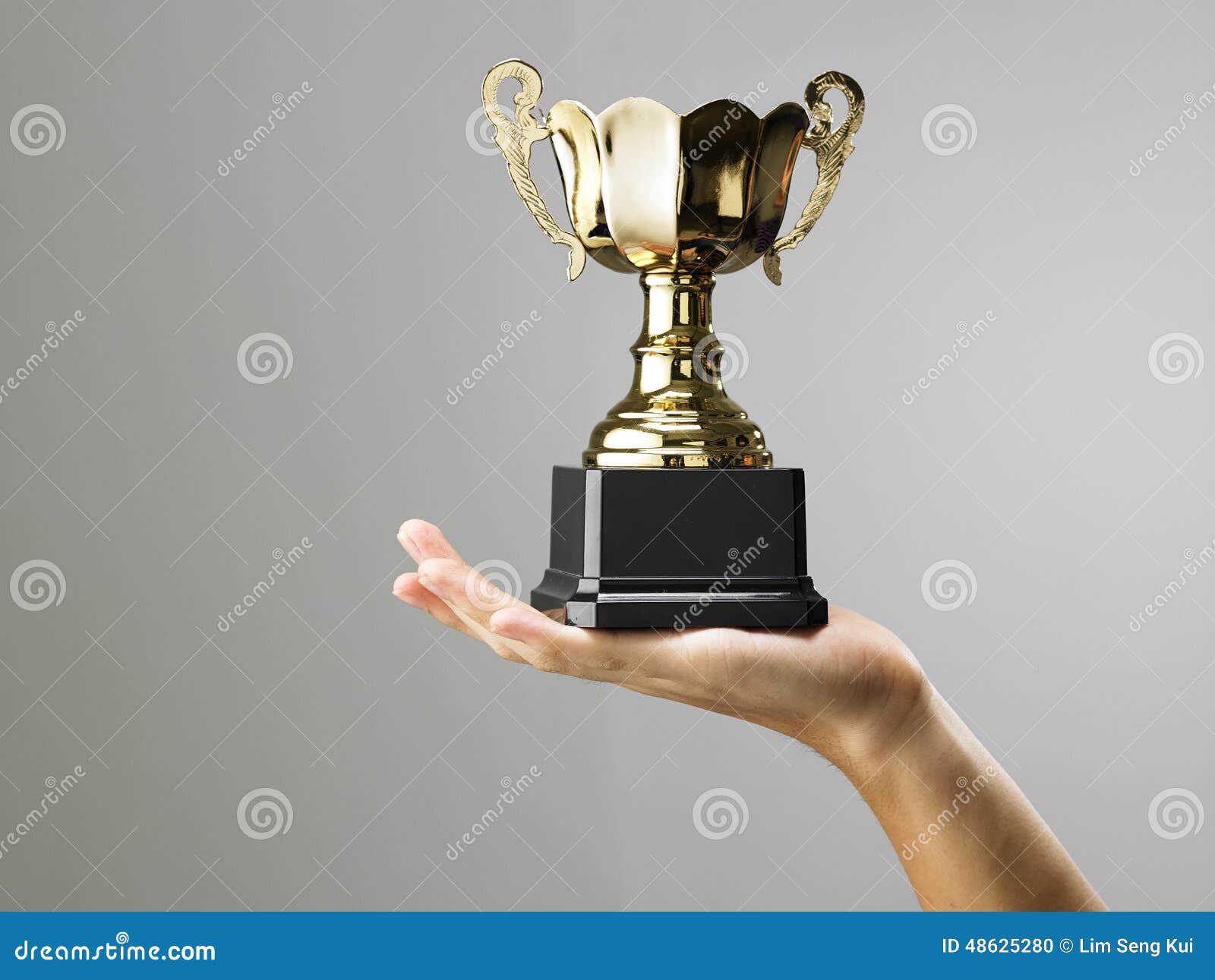 Man holding trophy stock photo. Image of honour, place - 48625280