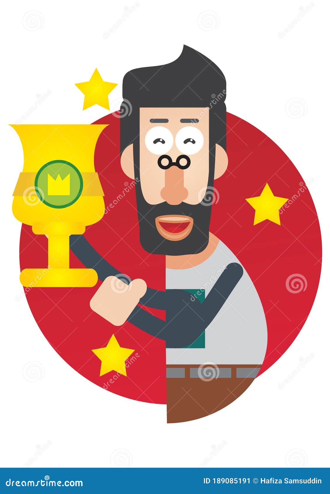 Man Holding Trophy. Vector Illustration Decorative Design Stock Vector ...