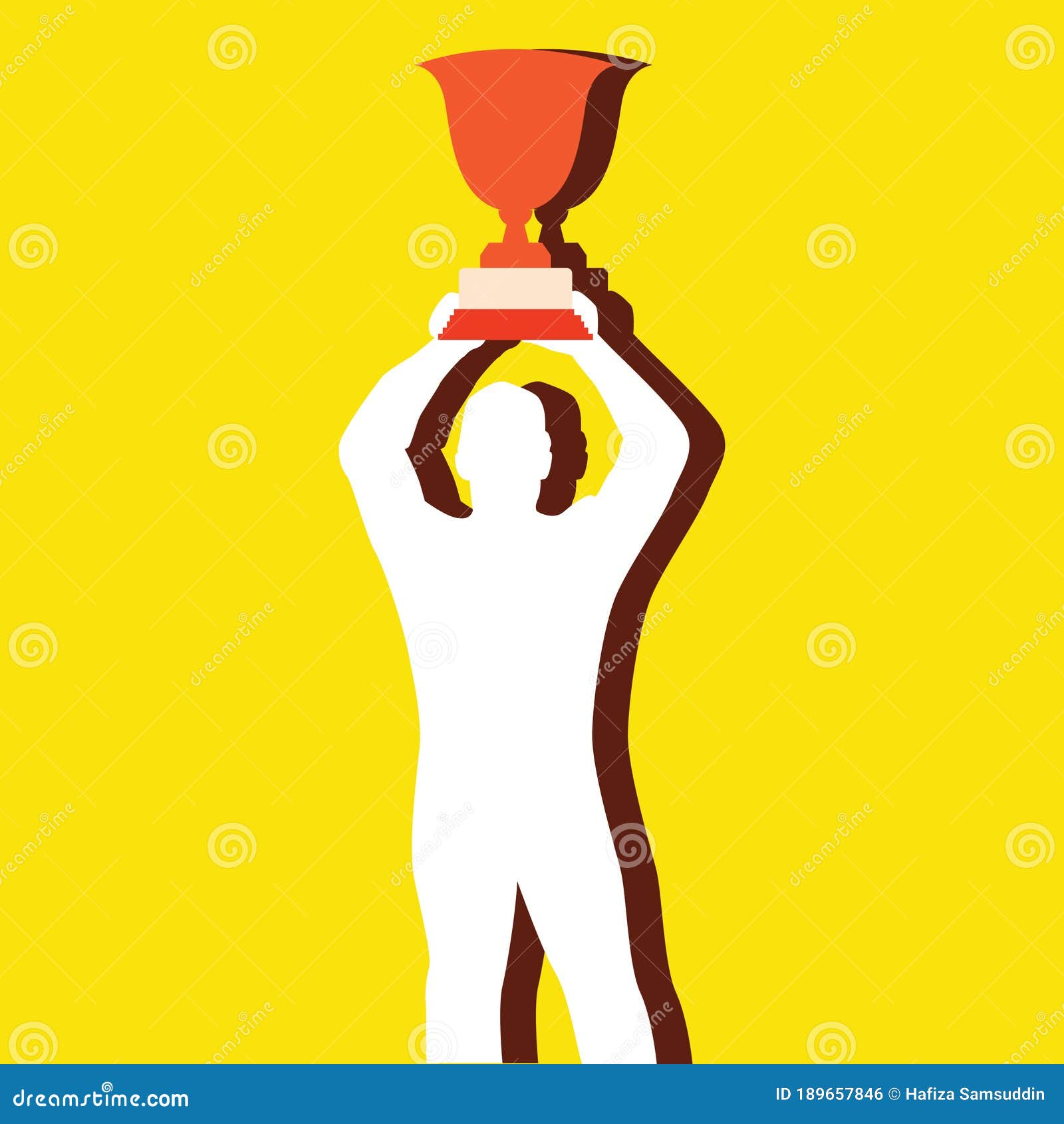 Man Holding a Trophy. Vector Illustration Decorative Design Stock ...
