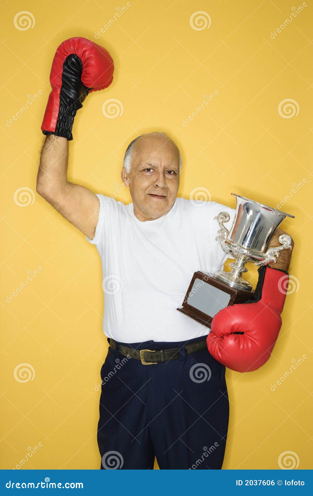 Man Holding Trophy Shadow Brazil Flag Royalty-Free Stock Photo ...