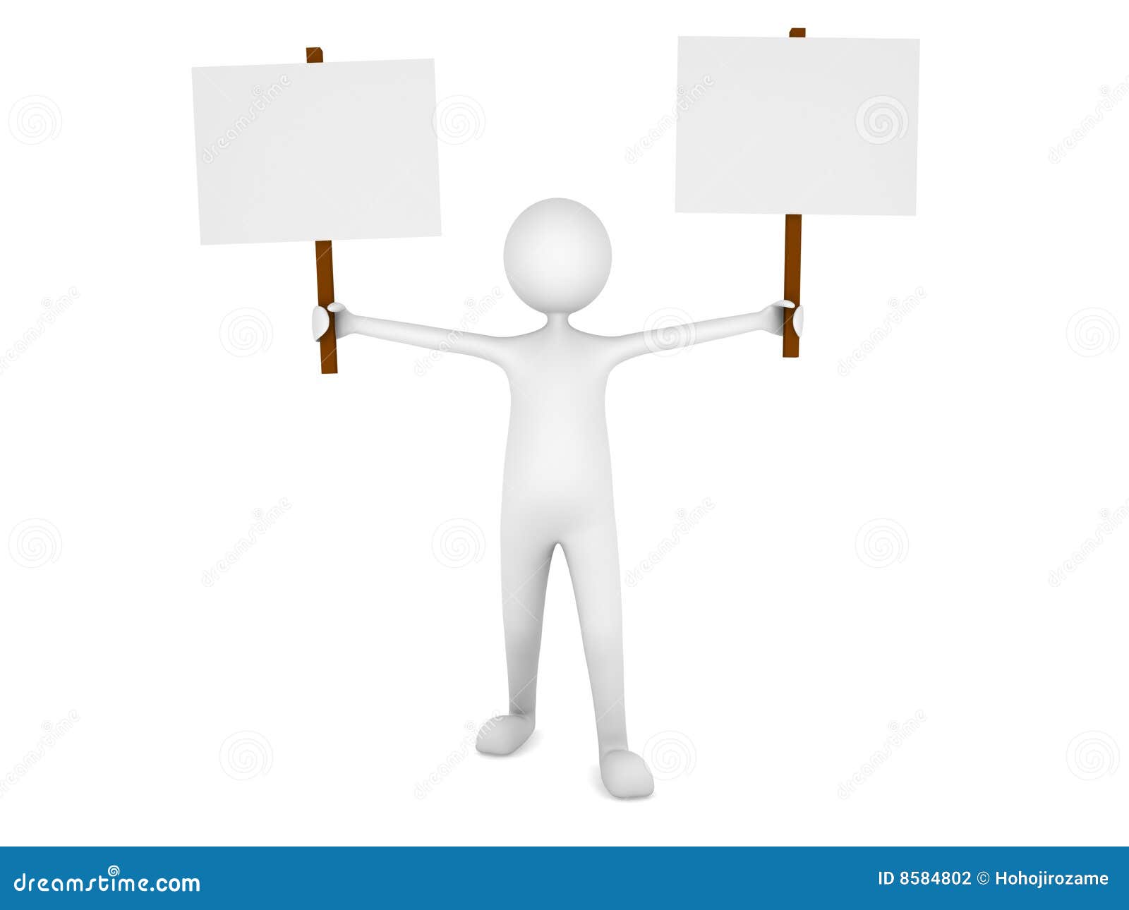 Man Holding Two Blank Sign Boards Stock Illustration - Illustration of ...