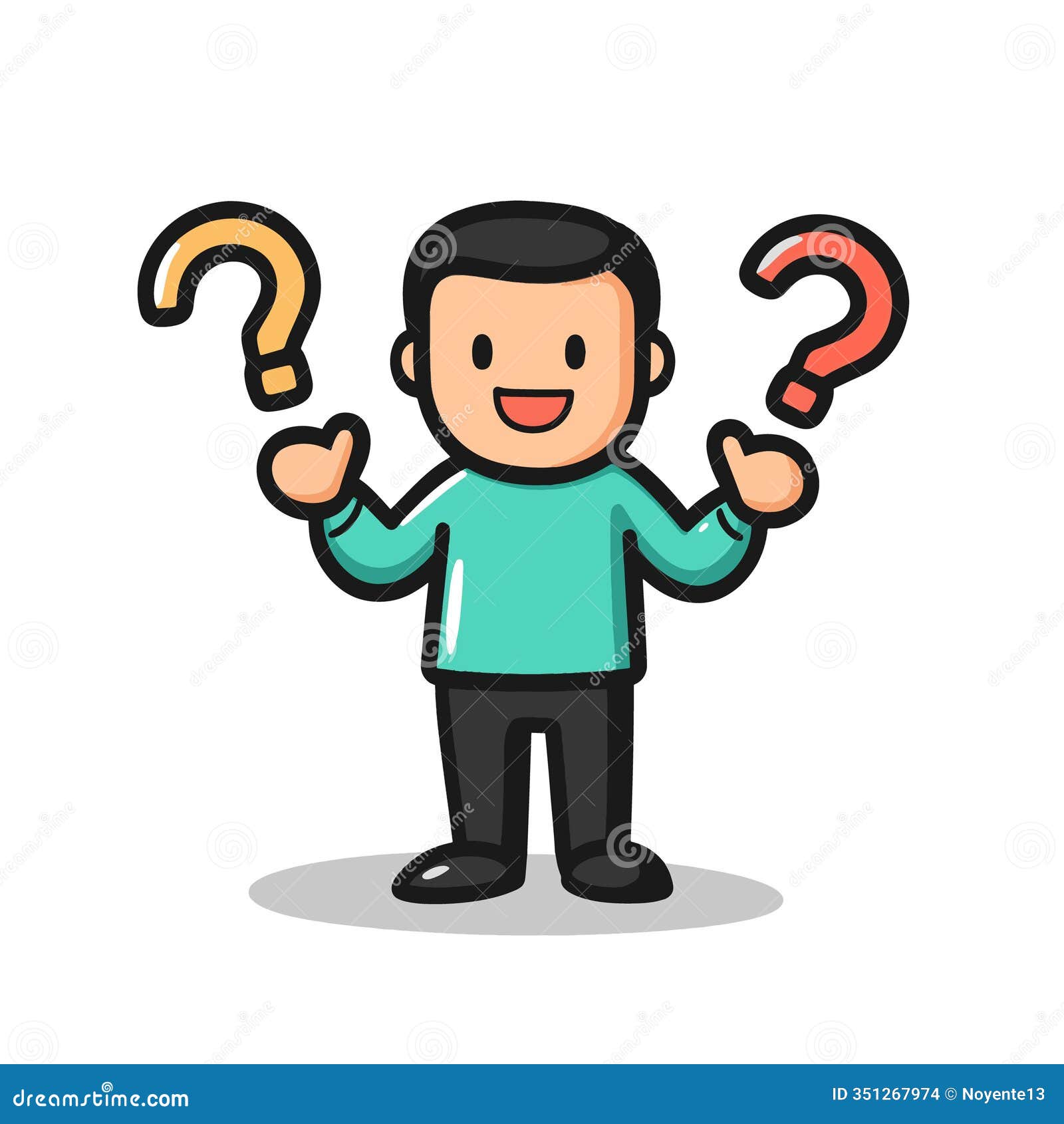 Man Holding Two Question Marks in Both Hands Flat Vector Stock ...
