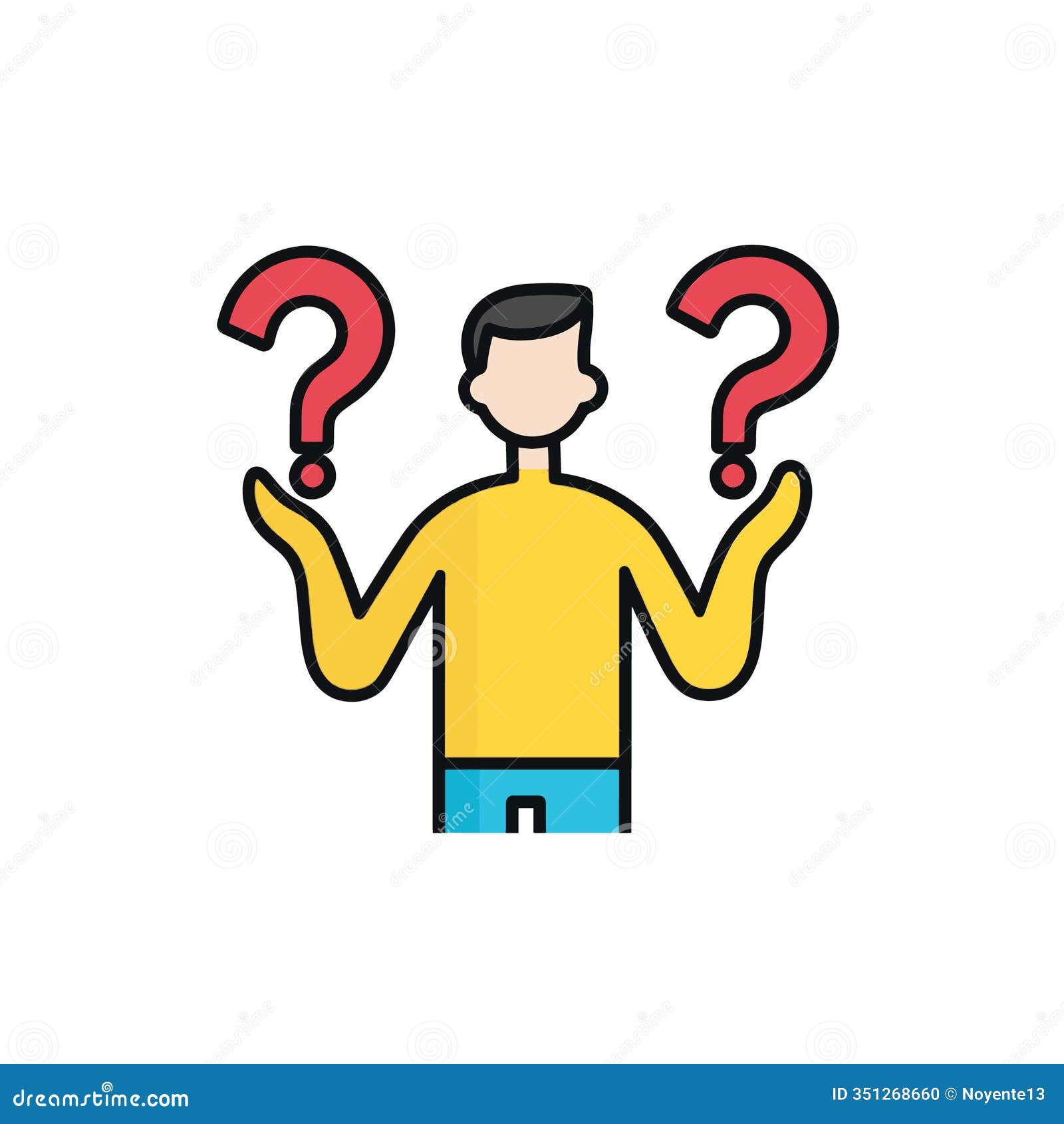 Man Holding Two Question Marks in Both Hands Flat Vector Stock ...