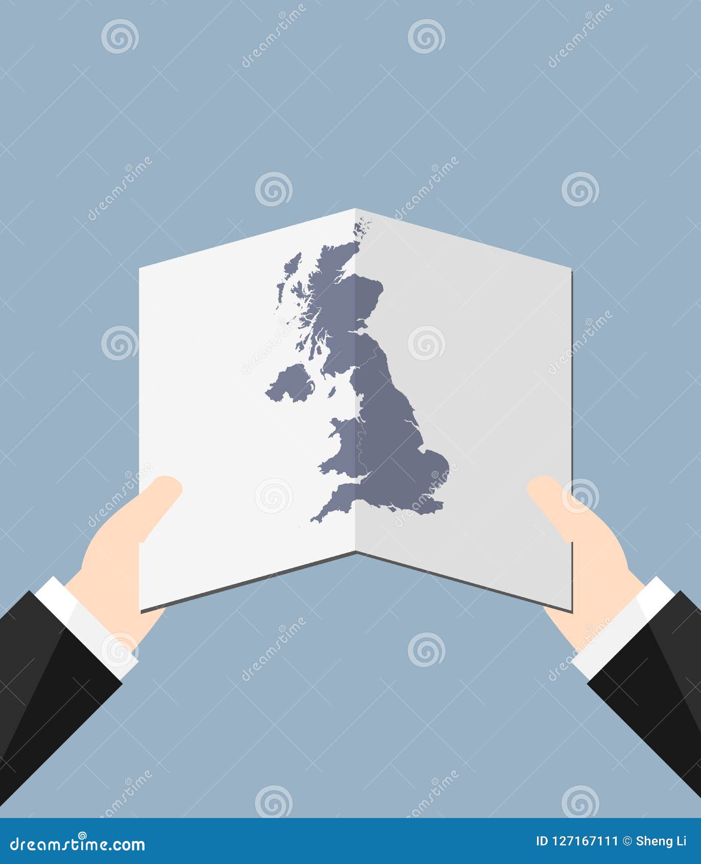 A Man Holding a UK Map stock vector. Illustration of holding - 127167111