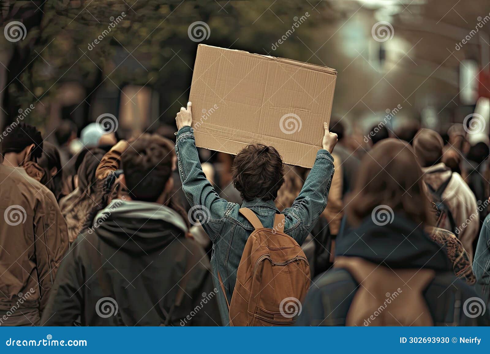 Man Holding Up a Cardboard Sign in a Crowd Stock Photo - Image of ...