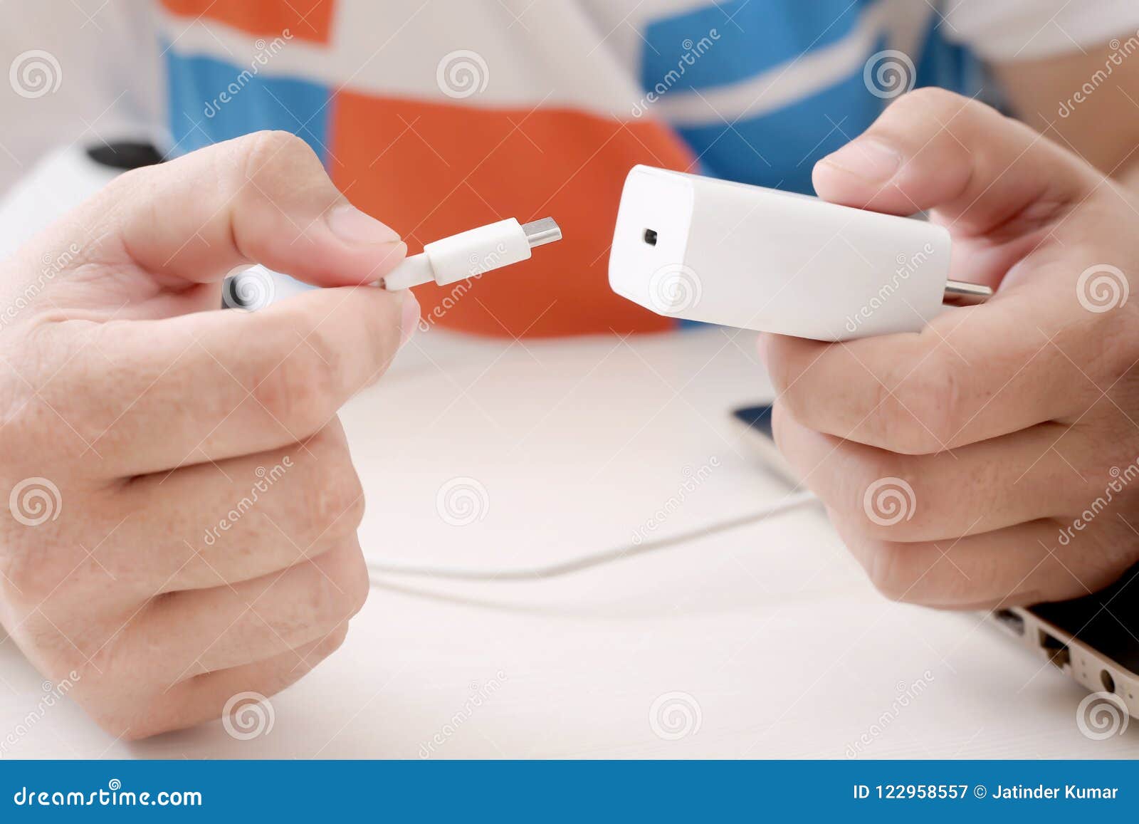 Man Holding USB Cable and Adapter Stock Image - Image of object ...