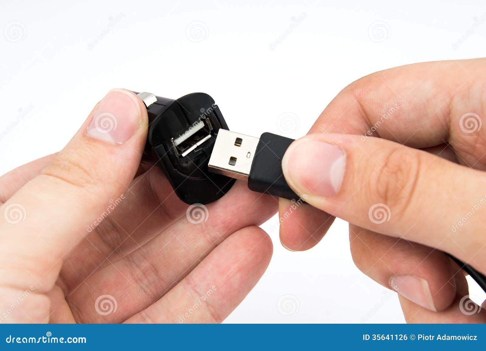 Man Holding USB Car Charger Stock Photo - Image of accessory, computer ...