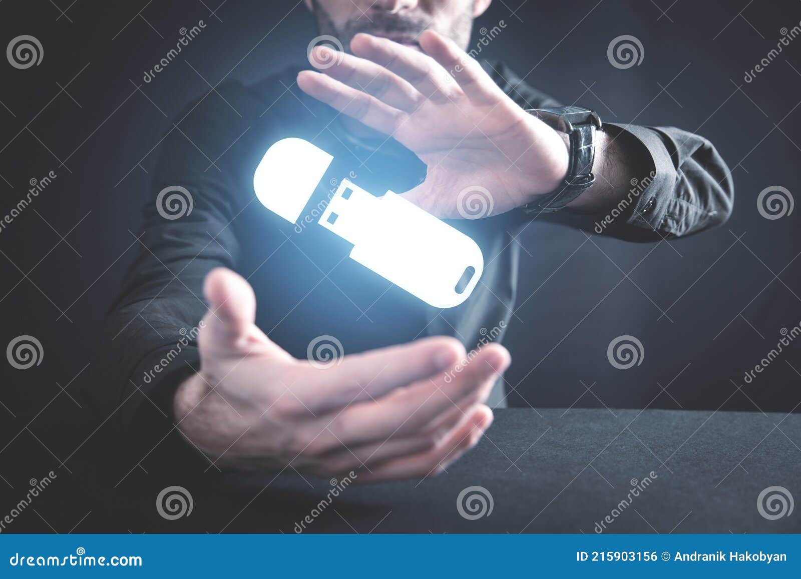 Man Holding Usb Flash Drive Stock Photo - Image of transfer, file ...