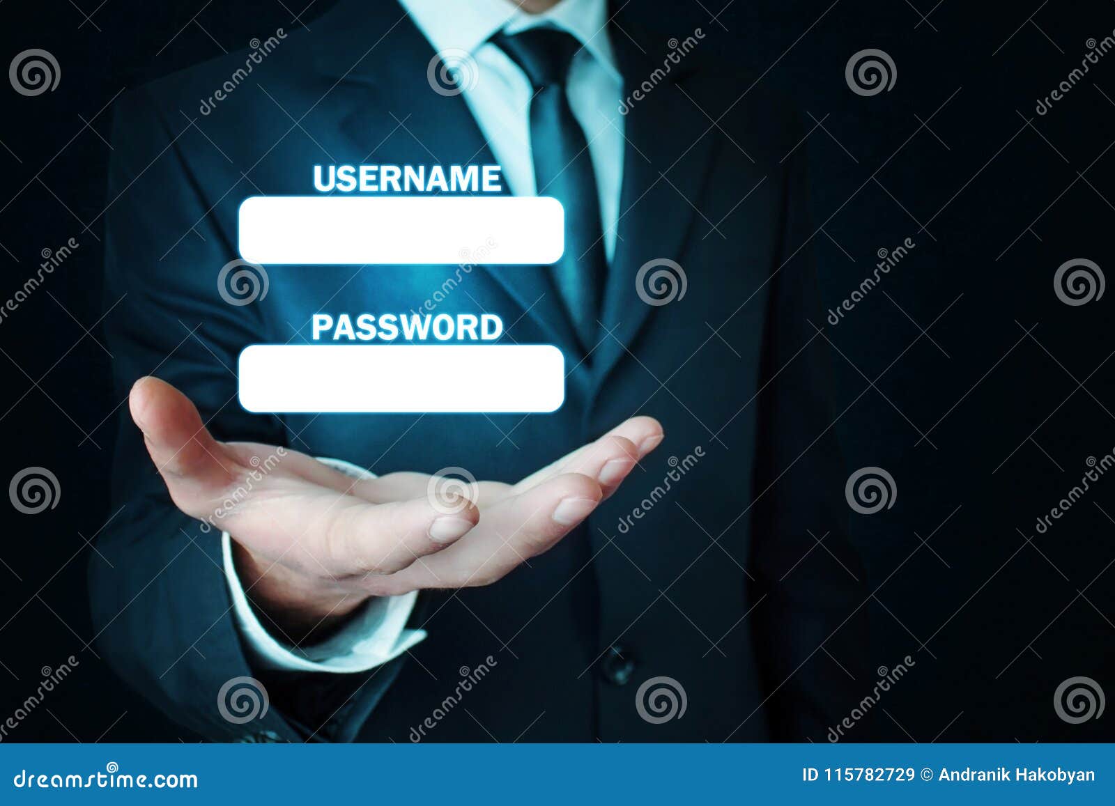 Man Holding Username and Password Panels. Stock Image - Image of ...