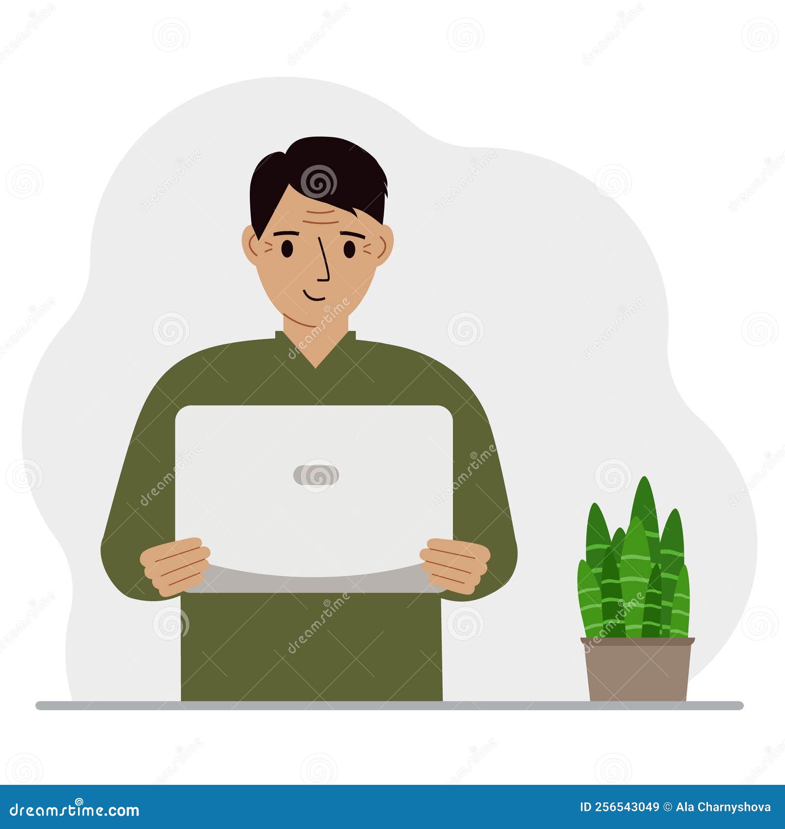 A Man is Holding or Using a Laptop Computer PC. Laptop Computer ...