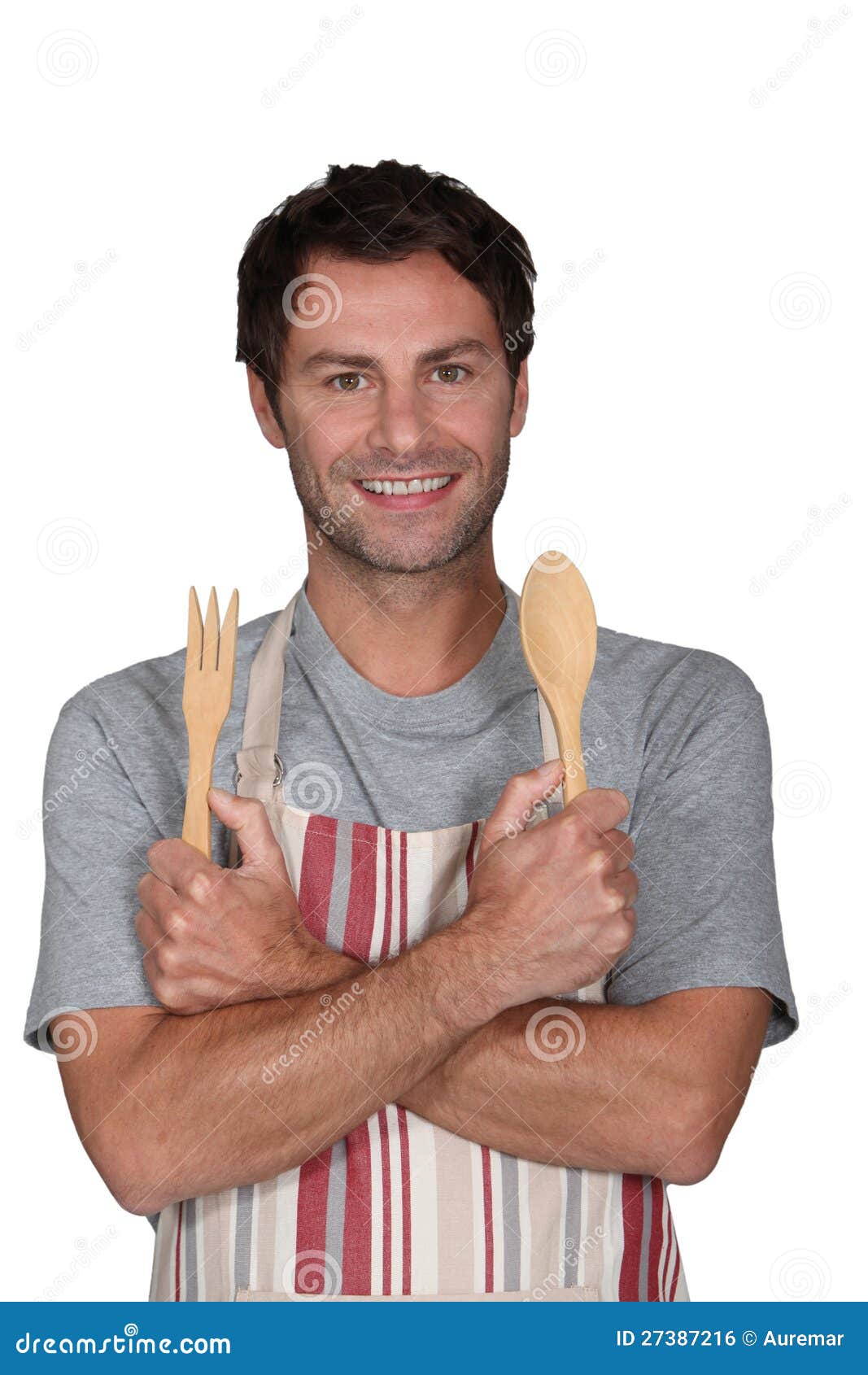 Man holding utensils stock photo. Image of ready, fork - 27387216