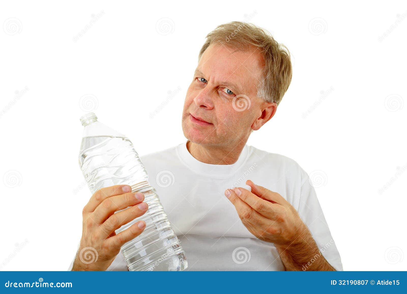 Man holding a water bottle stock image. Image of bottle - 32190807