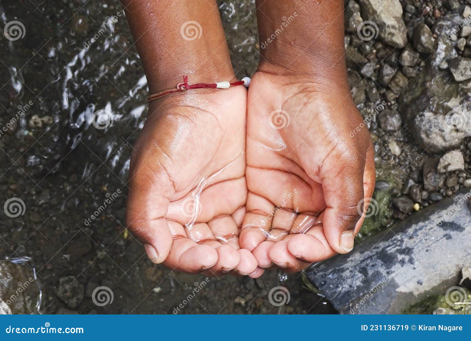 A Man Holding Water with His Hand. Stock Image - Image of help, ground ...