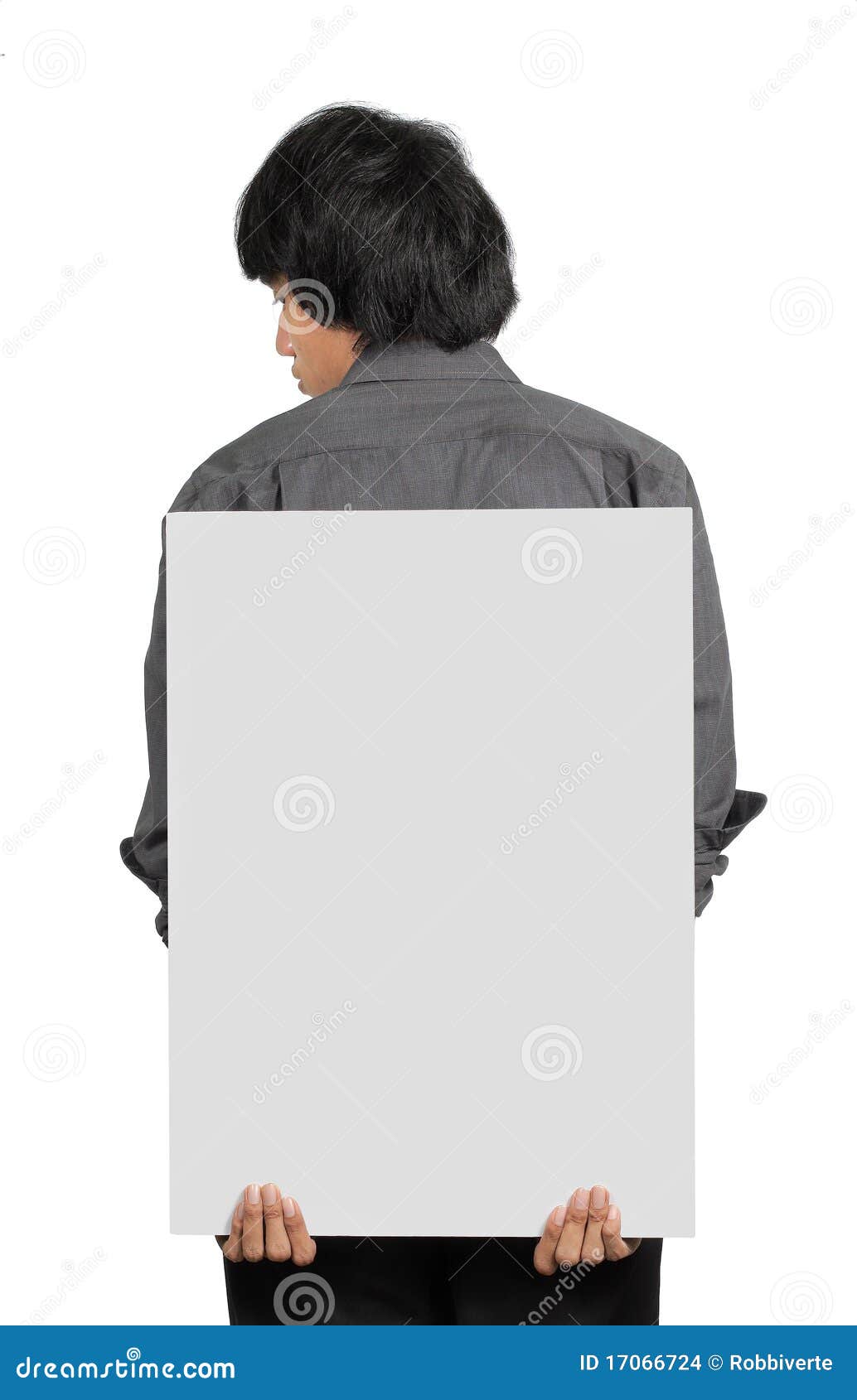 Man holding white board stock photo. Image of billboard - 17066724