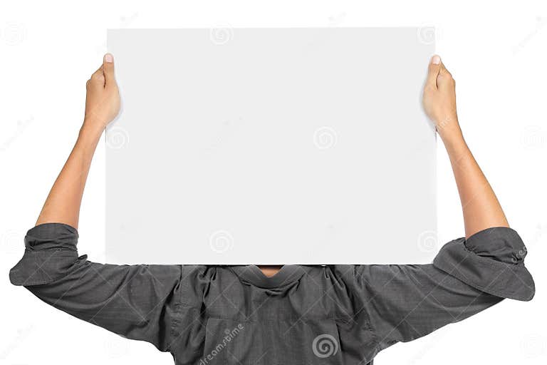 Man holding white board stock image. Image of copy, isolated - 17066727