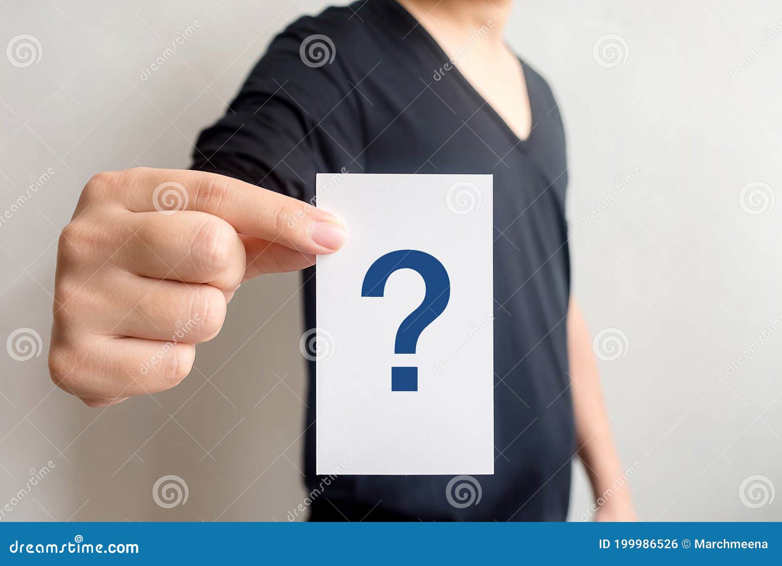 Man Holding White Card with Question Mark Symbol Stock Photo - Image of ...