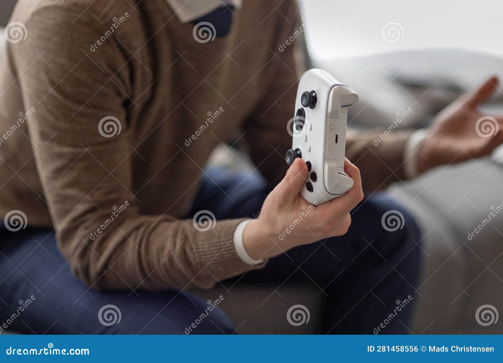 Man Holding White Controller in Hands, and Losing in Game. Stock Photo ...