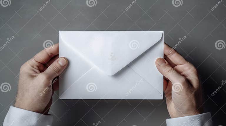 Man Holding White Envelope with Two Hands. Generative AI Stock ...