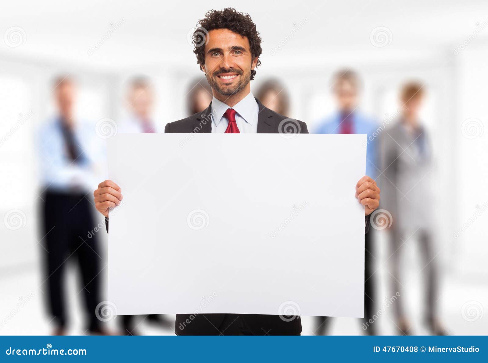 Man holding a white panel stock photo. Image of businessman - 47670408