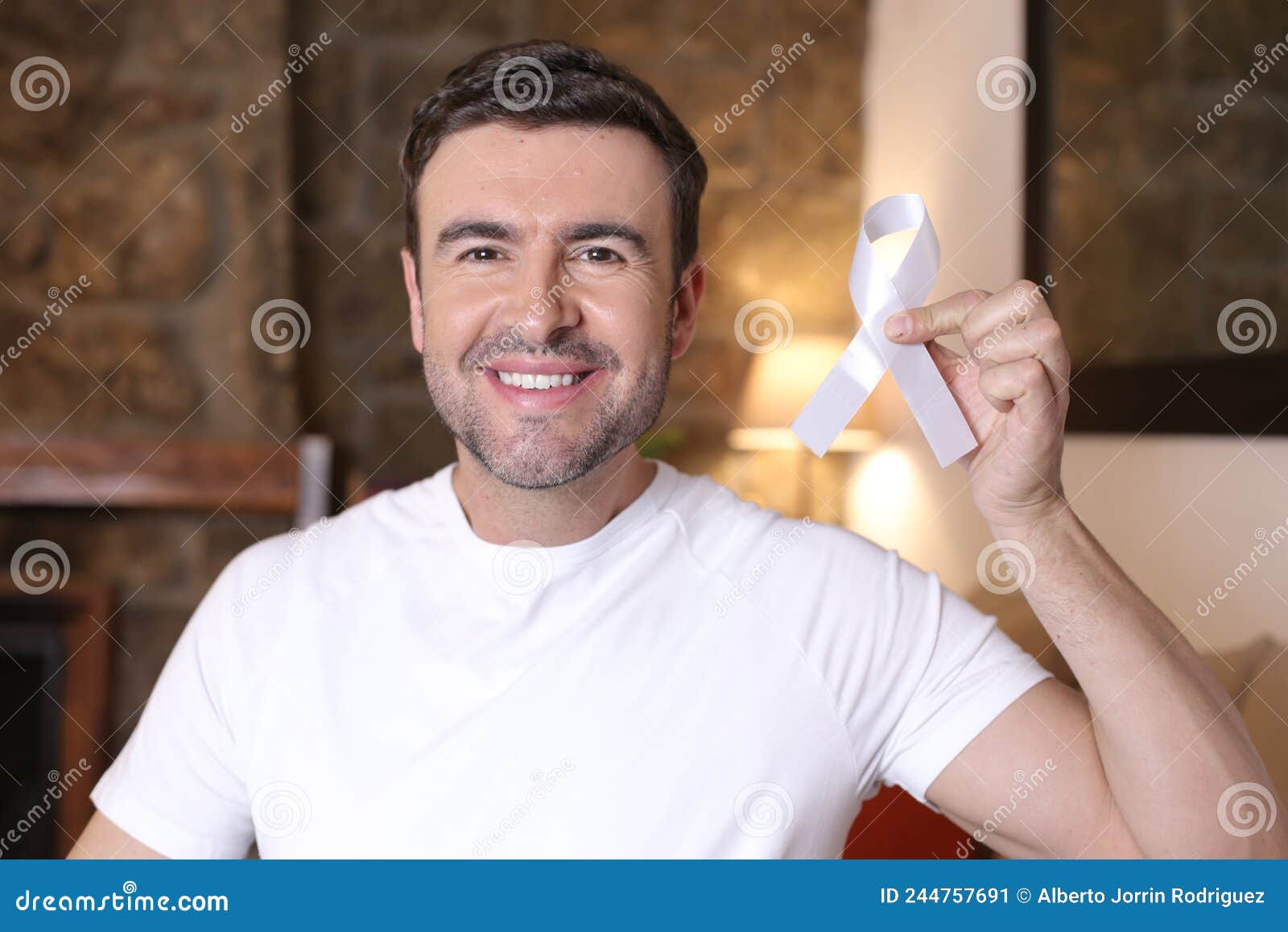 Man holding a white ribbon stock image. Image of healthcare - 244757691