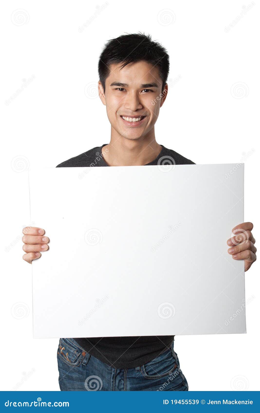 Man holding white sign stock image. Image of advertisement - 19455539