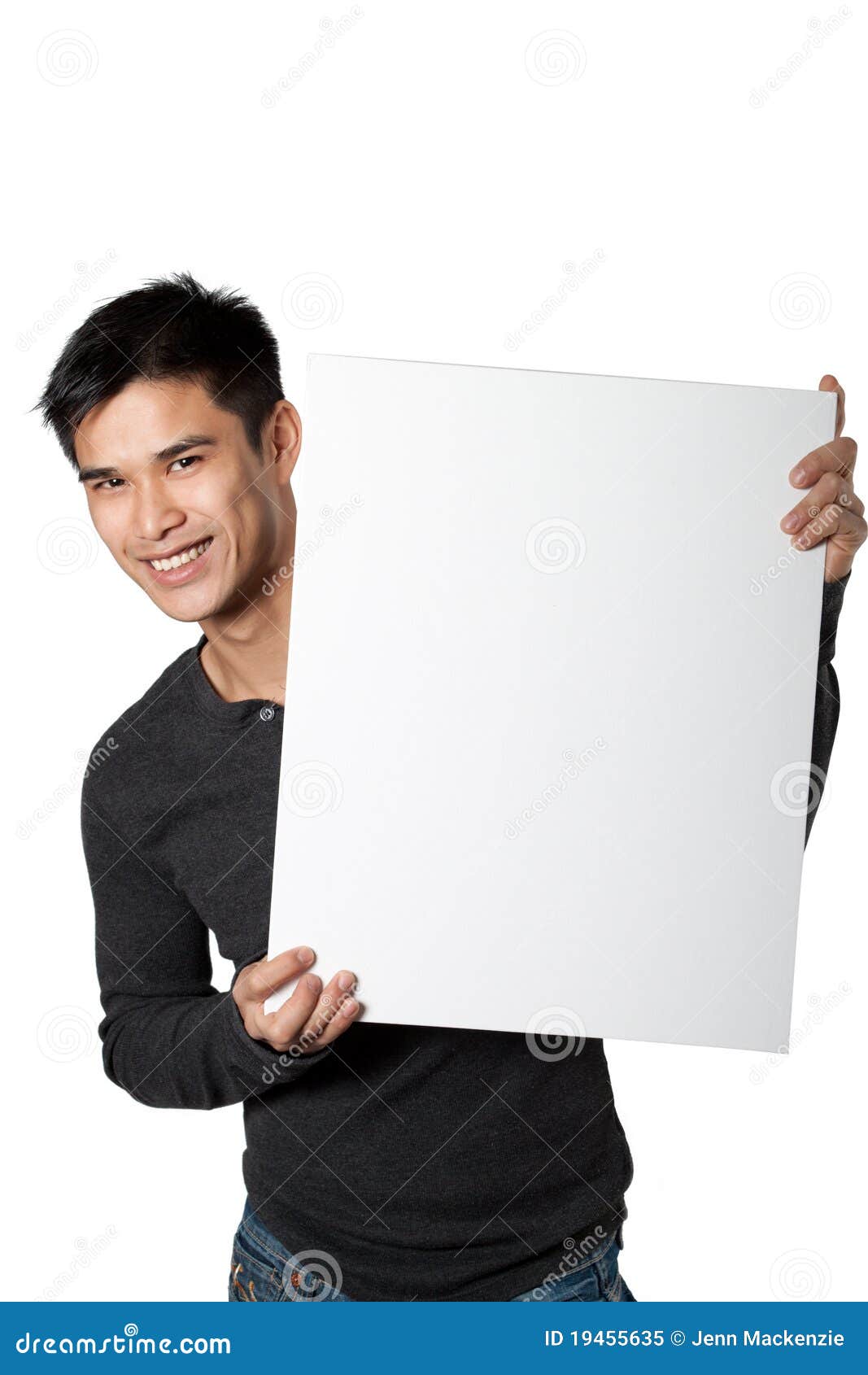 Man holding white sign stock image. Image of isolated - 19455635