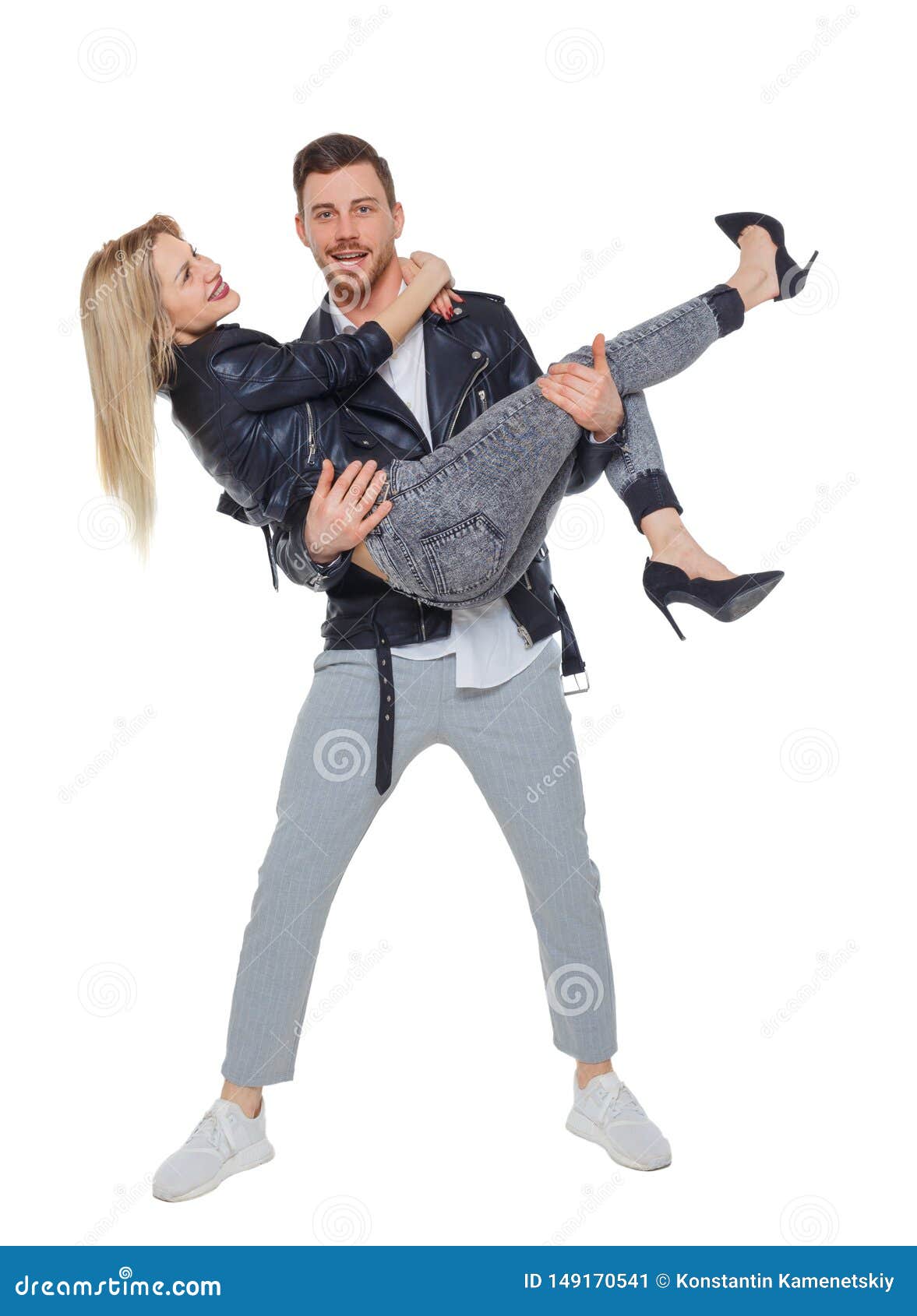 A Man Is Holding A Woman In His Arms Stock Image Image Of Male Adult