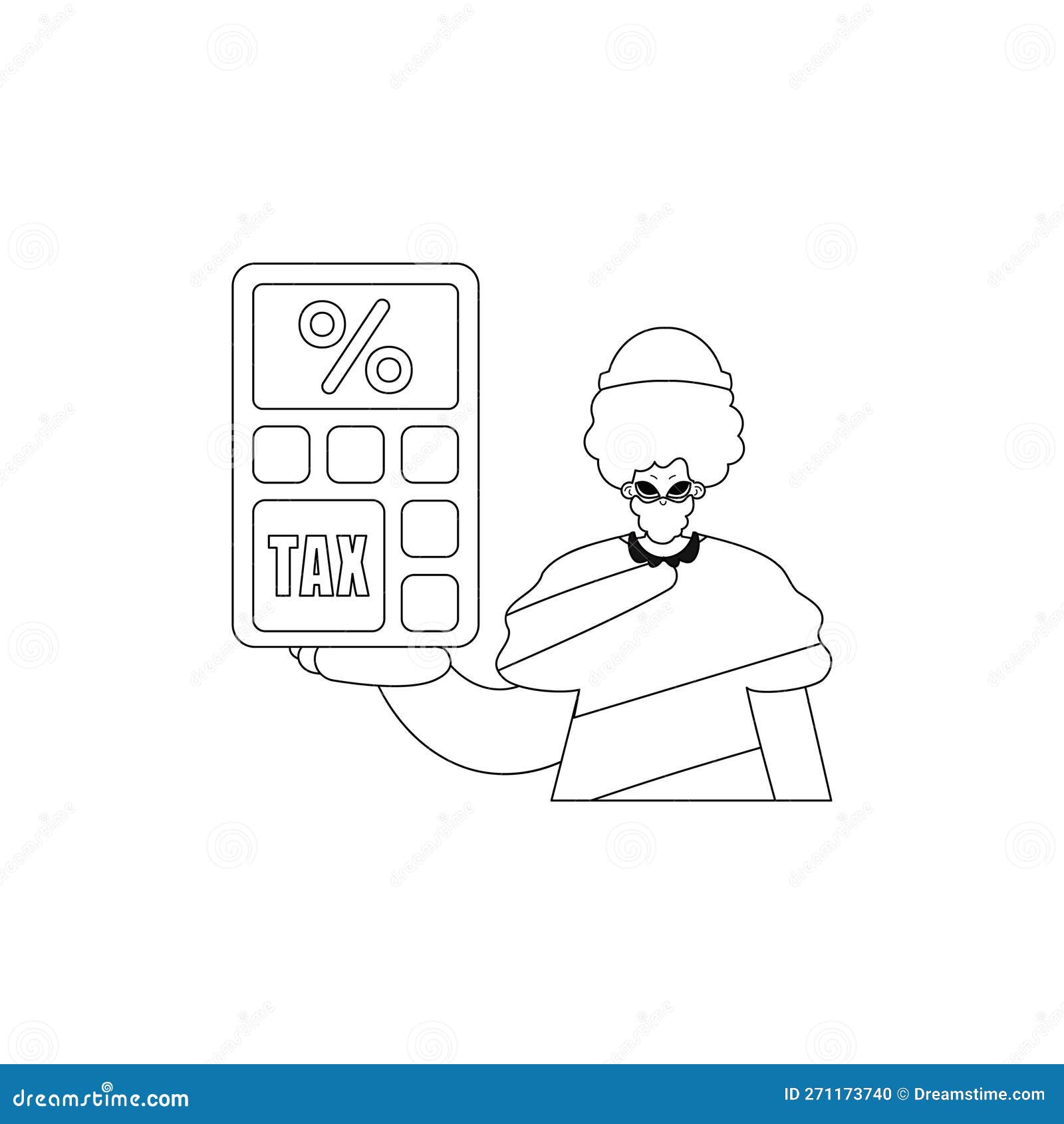 Man Holds a Calculator. Linear Drawing. Vector Illustration. Stock ...