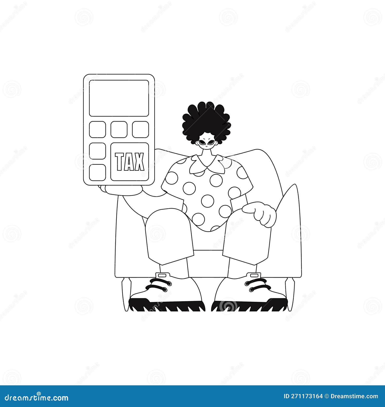 Man Holds Calculator. Linear Vector Illustration. Stock Vector ...