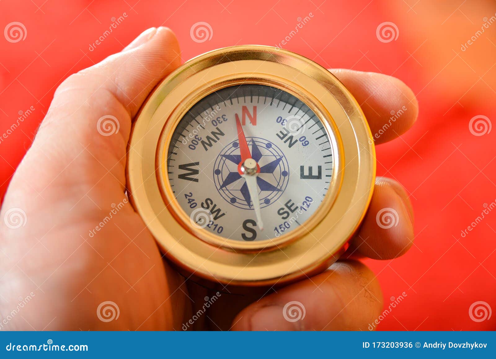 A Man Holds a Compass in His Hand for Knowing the Direction of the Path ...