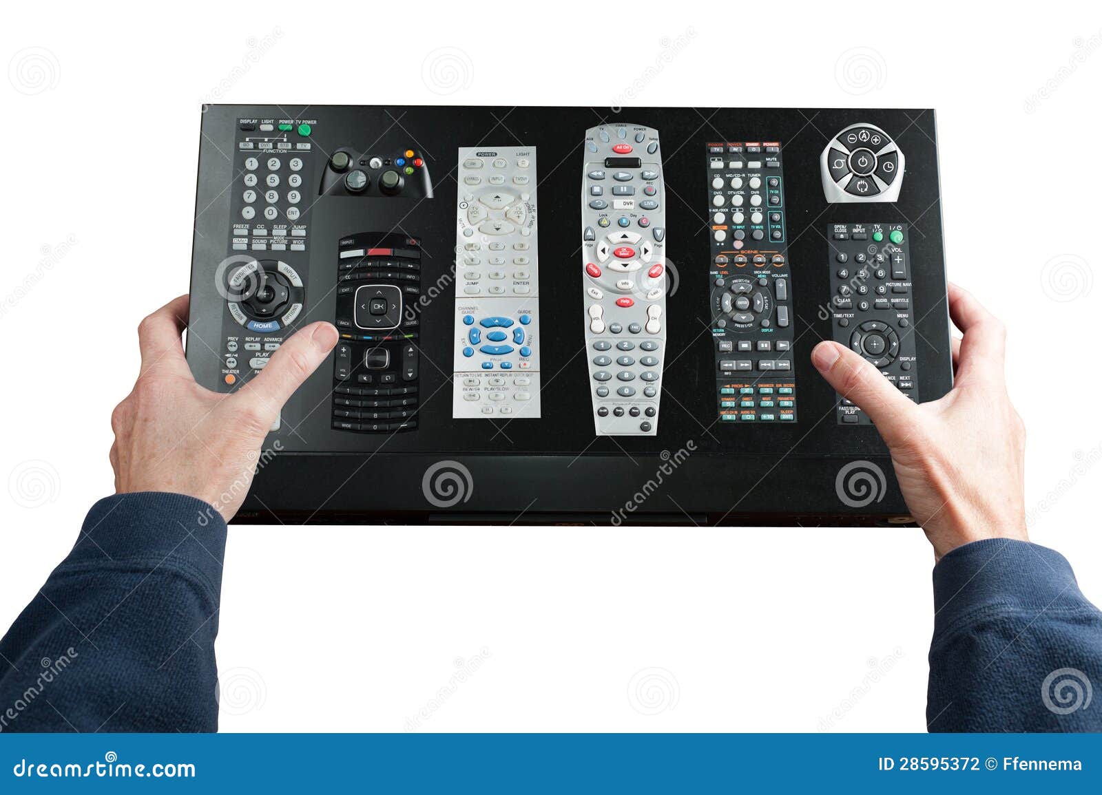 Man Holds a Complex Remote Control Stock Photo - Image of buttons ...