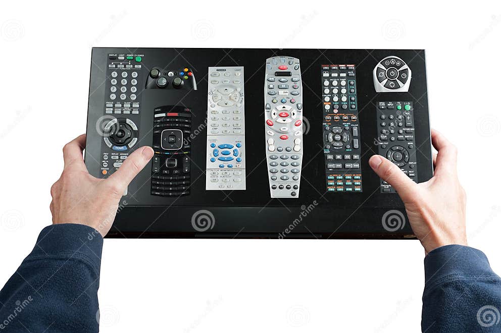 Man Holds a Complex Remote Control Stock Photo - Image of buttons ...