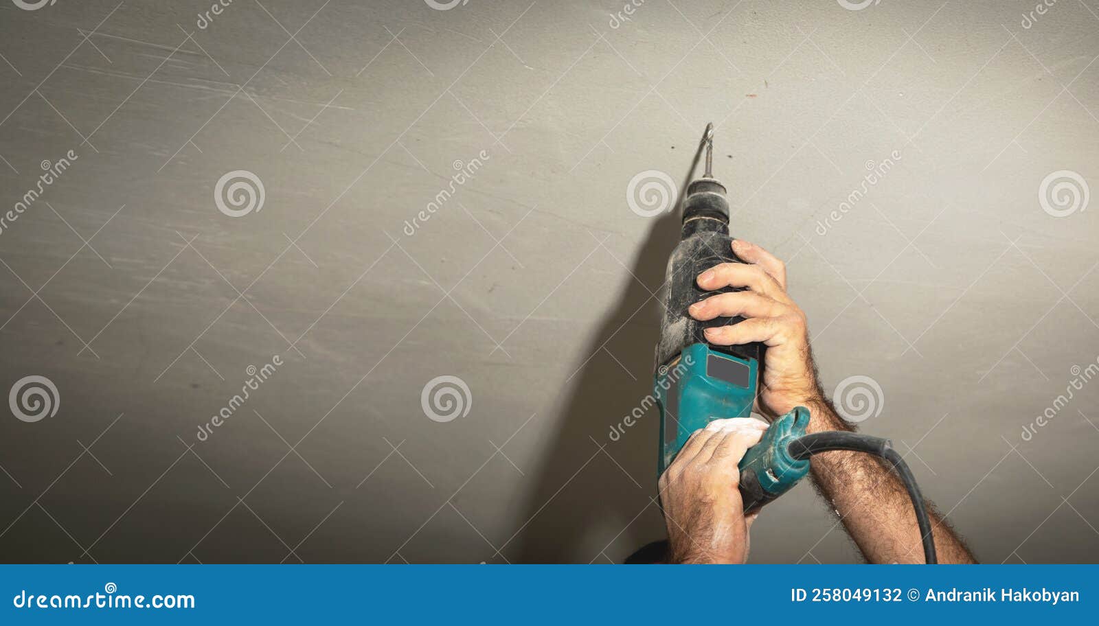 Man Holds a Drill. Doing Home Renovation Stock Photo - Image of build ...