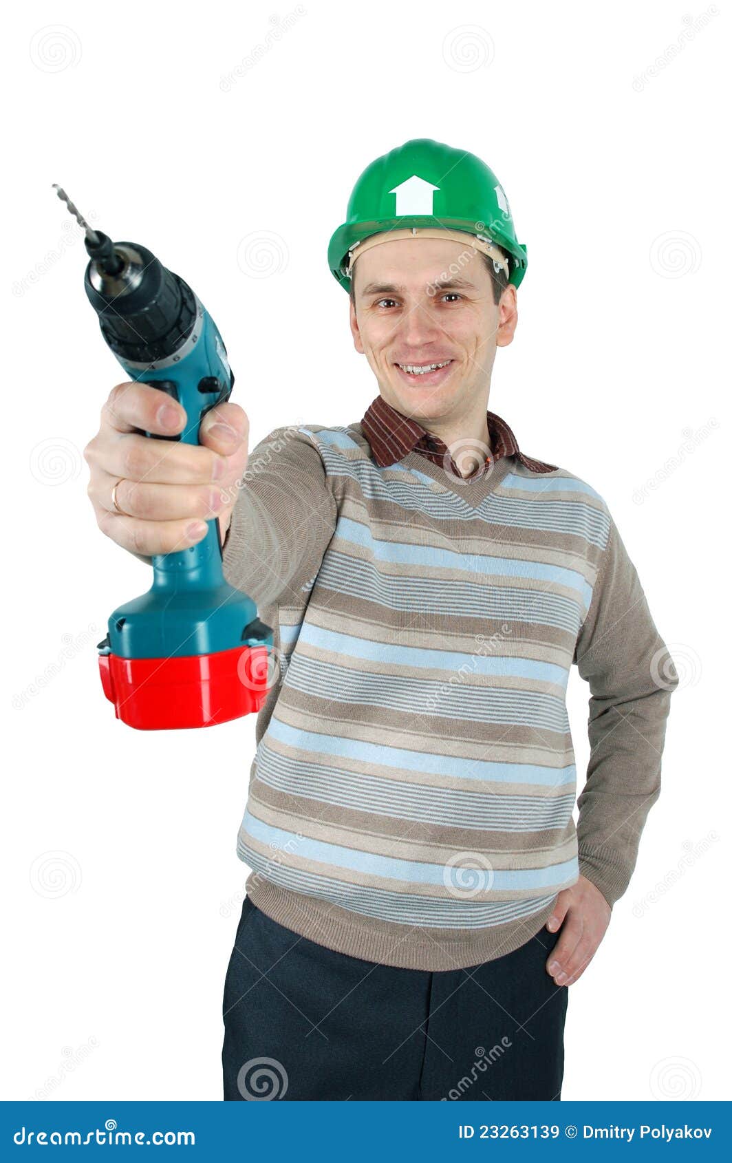 Man Holds a Drill in His Hand Stock Image - Image of builder, driller ...