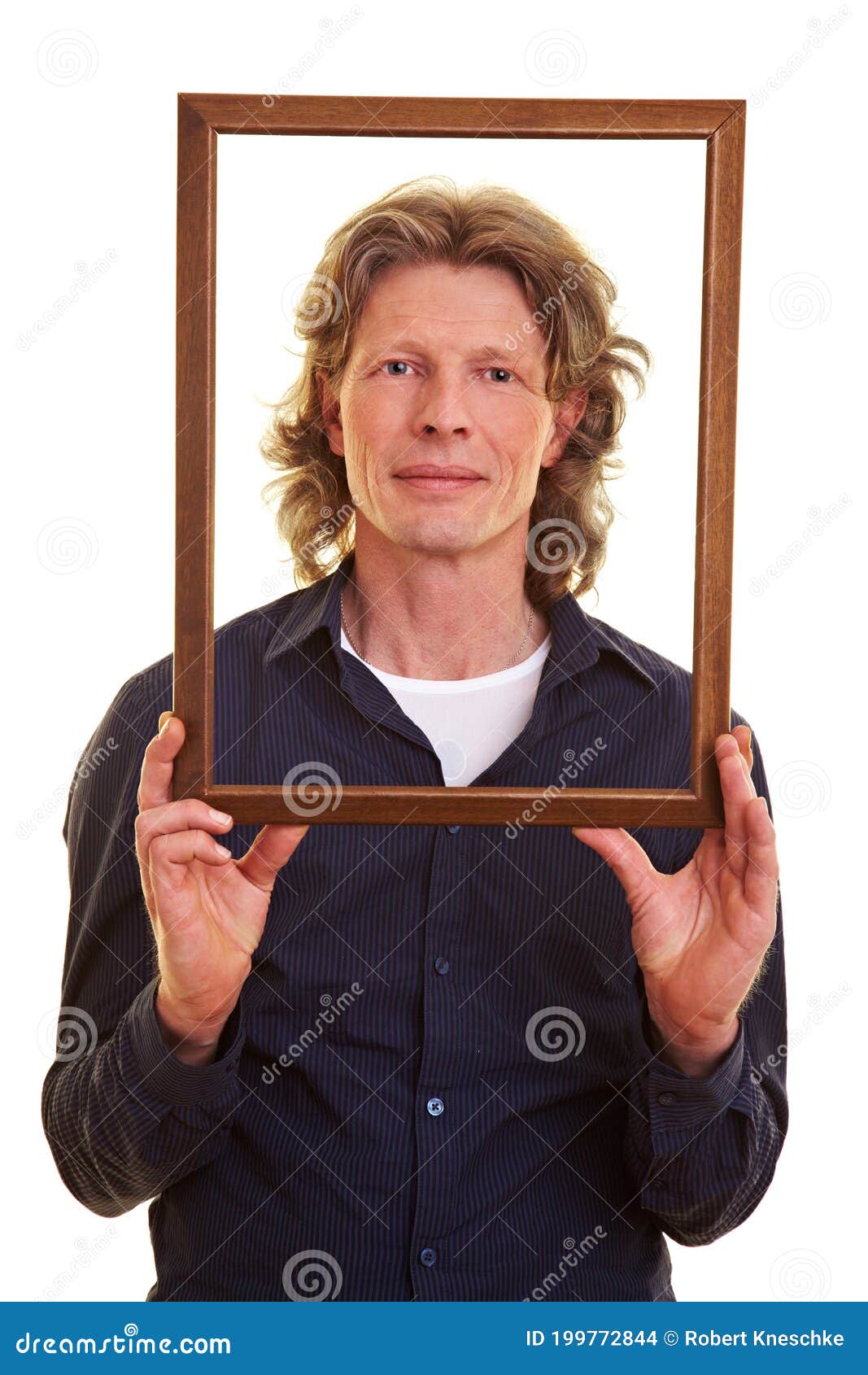 Man in the wooden frame stock photo. Image of happy - 199772844