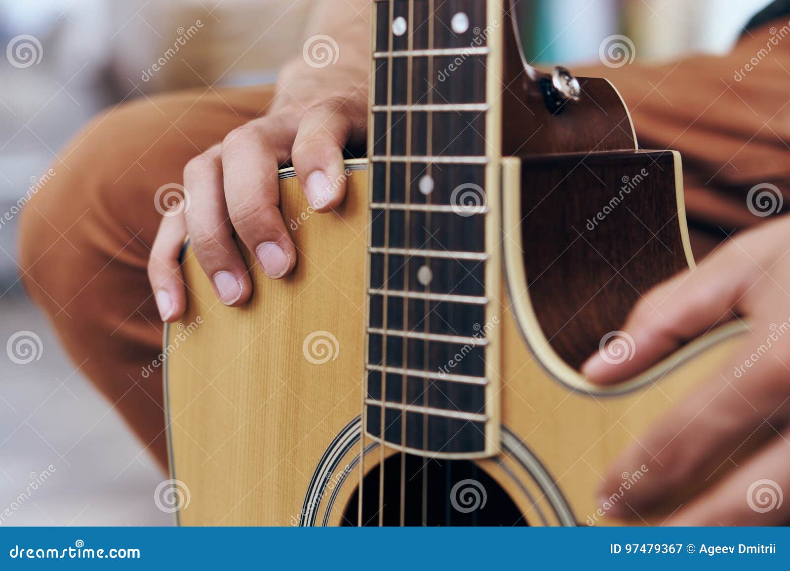 Man Holds a Guitar, Musical Instruments, Music, Strings Stock Image ...