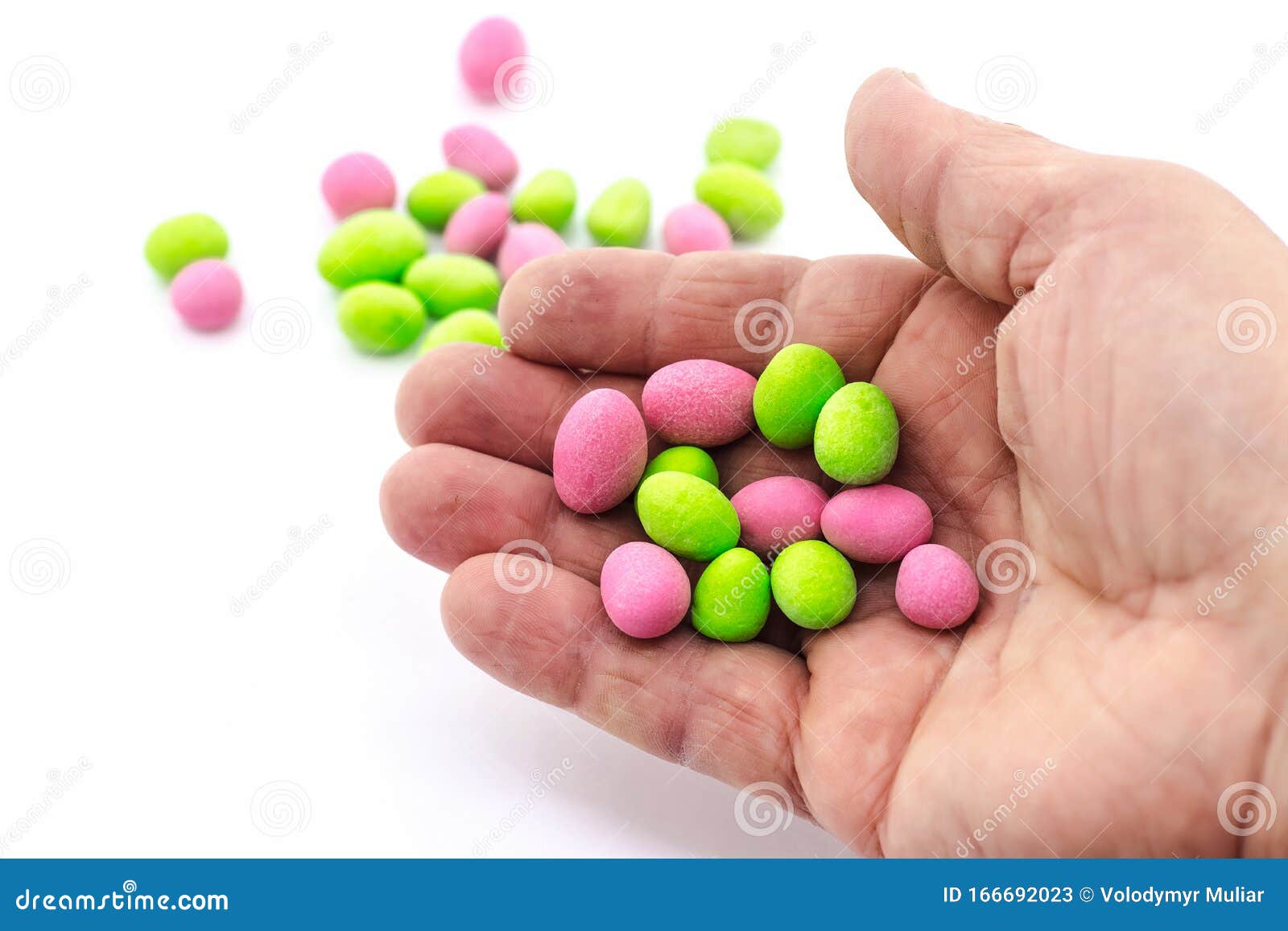 Man Holds in His Hand Round Peanut Candy in Sweet Shell _ 库存图片 - 图片 包括有 ...