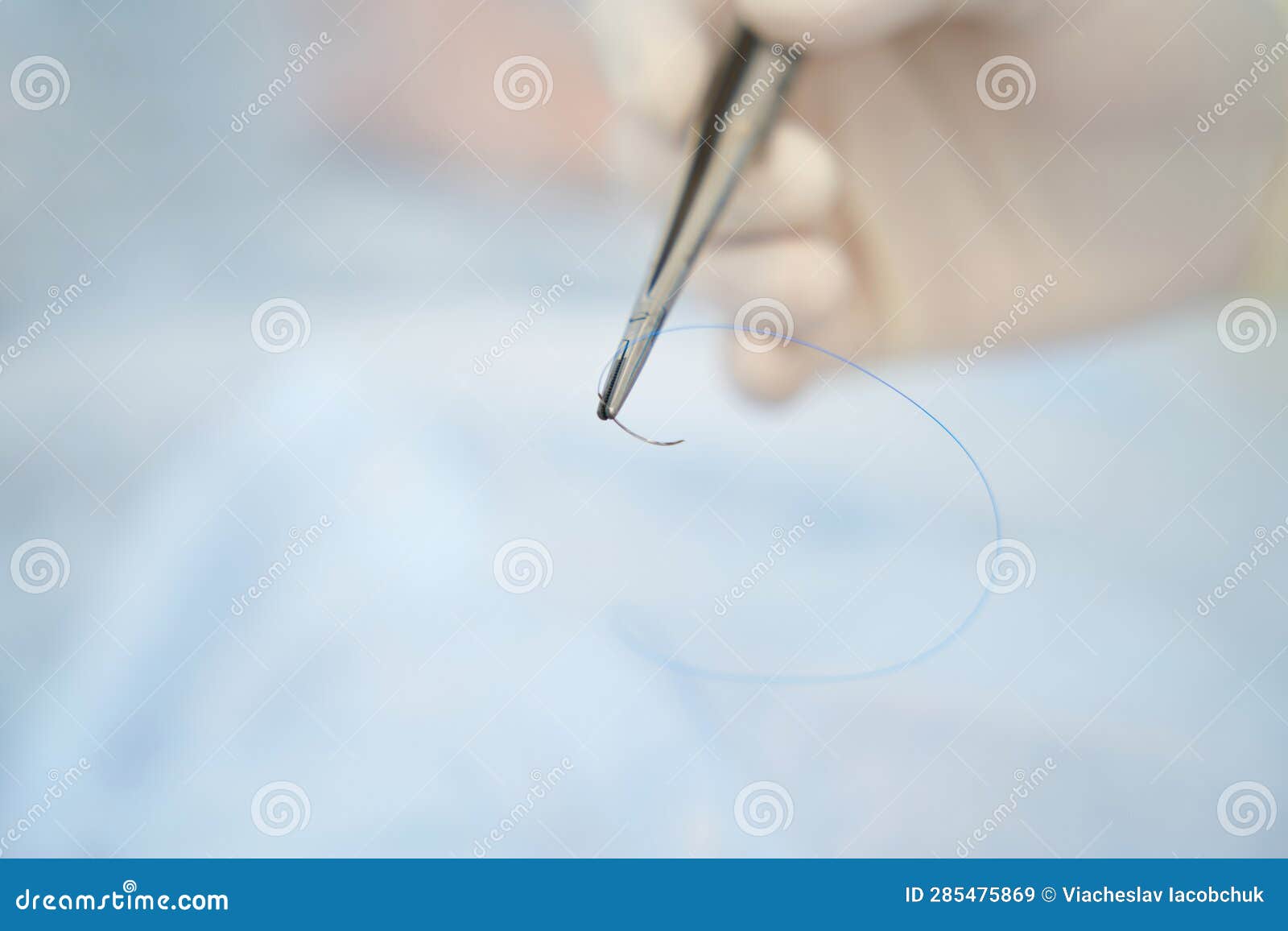 Man Holds in His Hand a Surgical Needle Stock Image - Image of ...