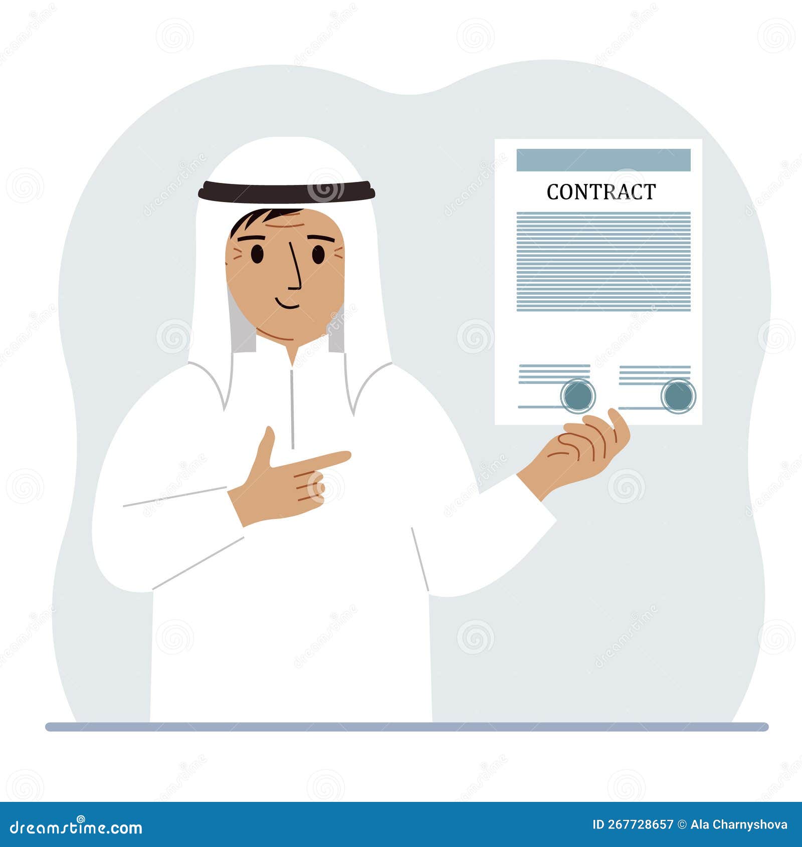 A Man Holds in His Hands a Finished Sample of a Contract with Seals ...
