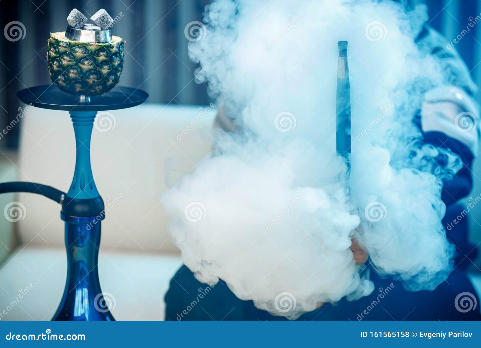 Man Holds Hookah, Hand in Smoke Shisha Stock Photo - Image of culture ...