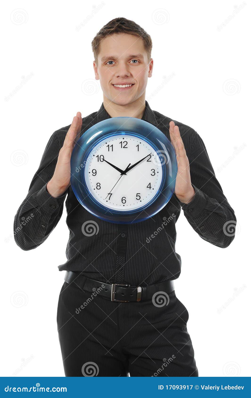 Man holds hours stock image. Image of adult, business - 17093917