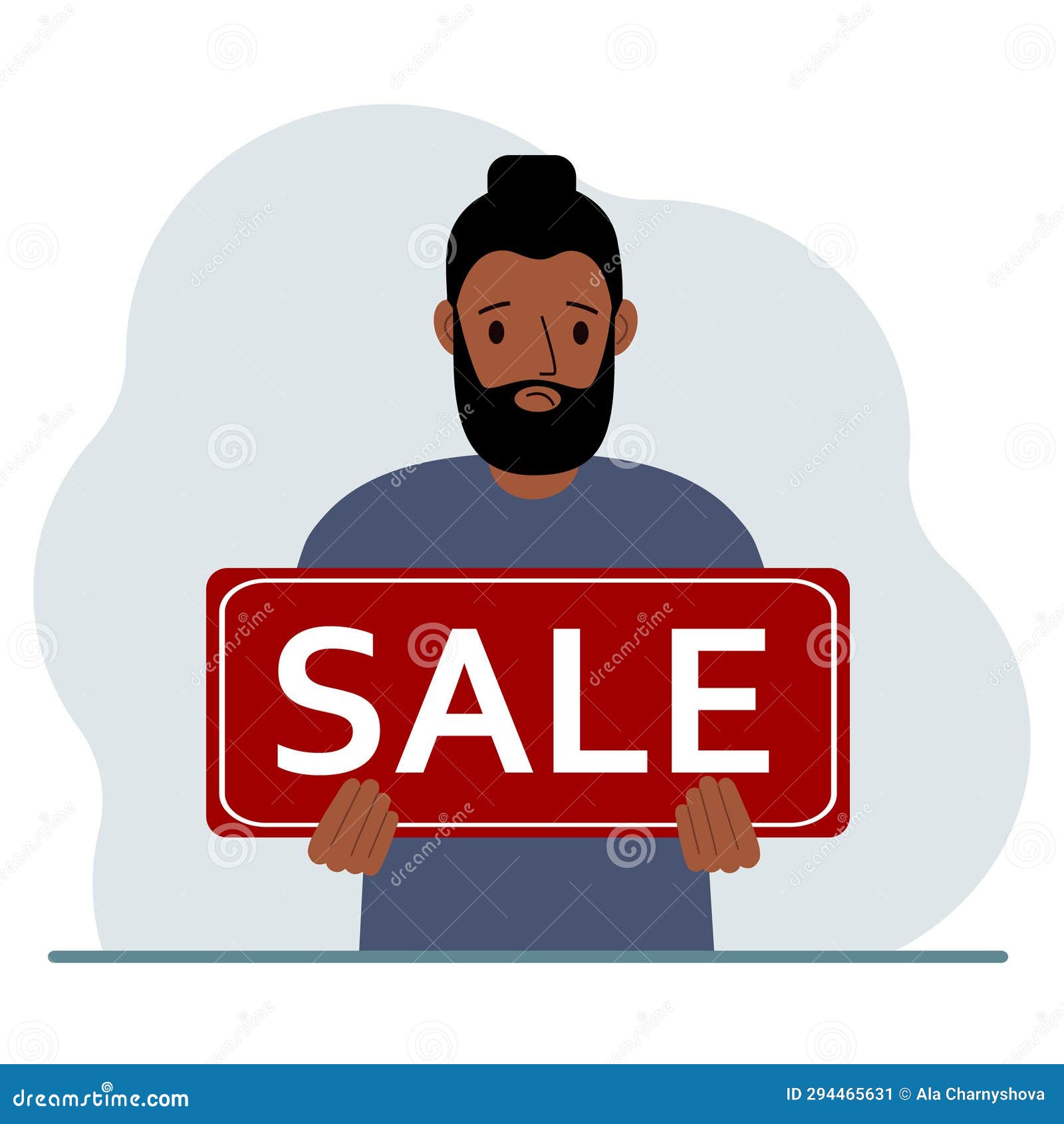 A Man Holds a Large Sign with the Text SALE in His Hands. Stock Vector ...